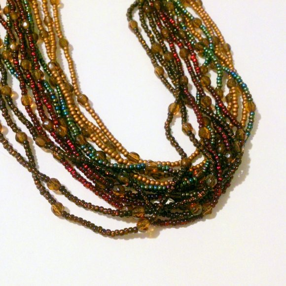Vintage | Jewelry | Vintage Woven Multi Strand Multi Color Seed Bead ...